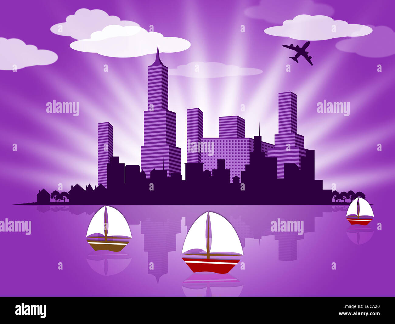 Sea Ships Indicating Template Metropolitan And Backdrop Stock Photo - Alamy