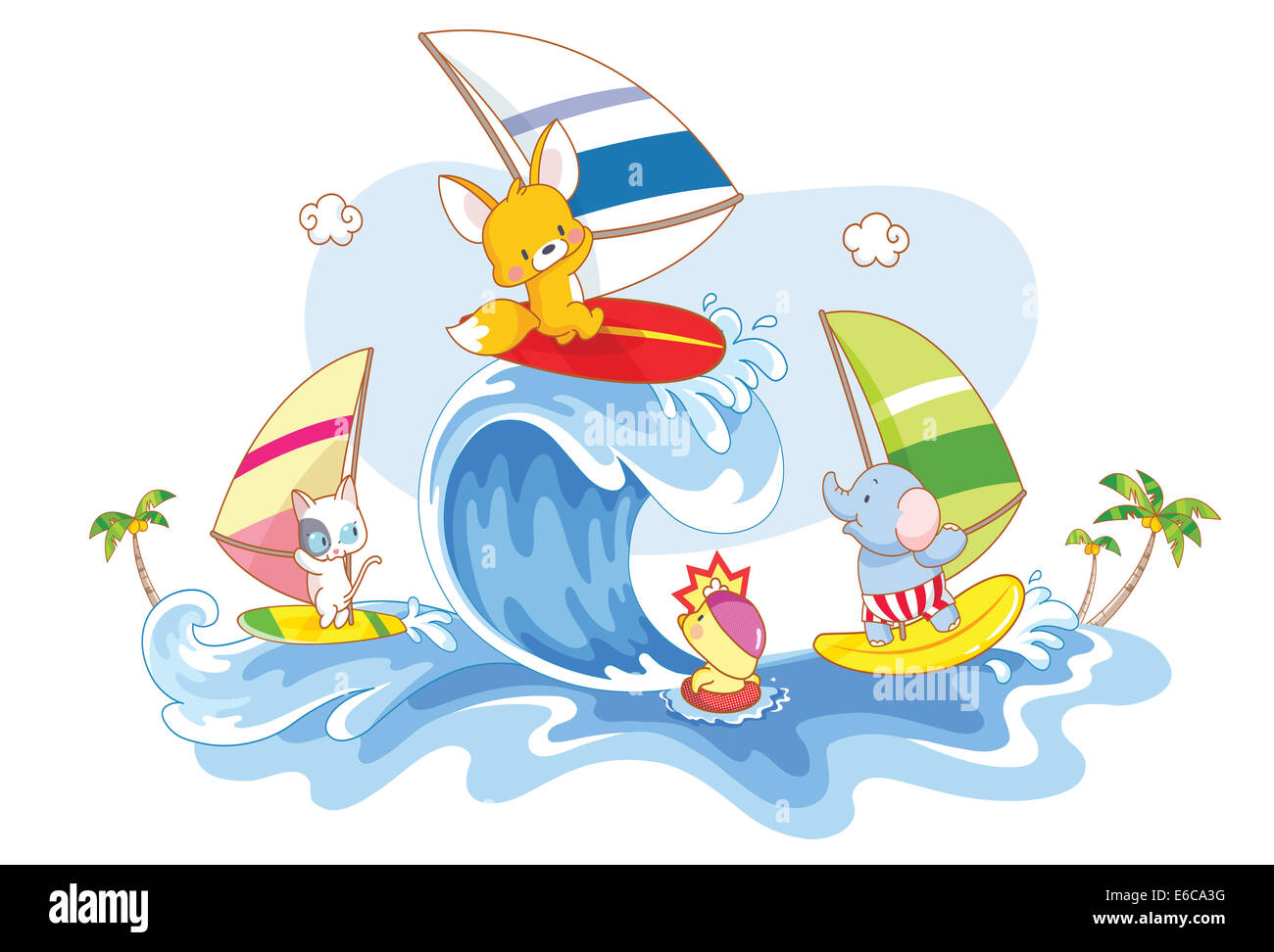 animals surfing on the beach Stock Photo - Alamy