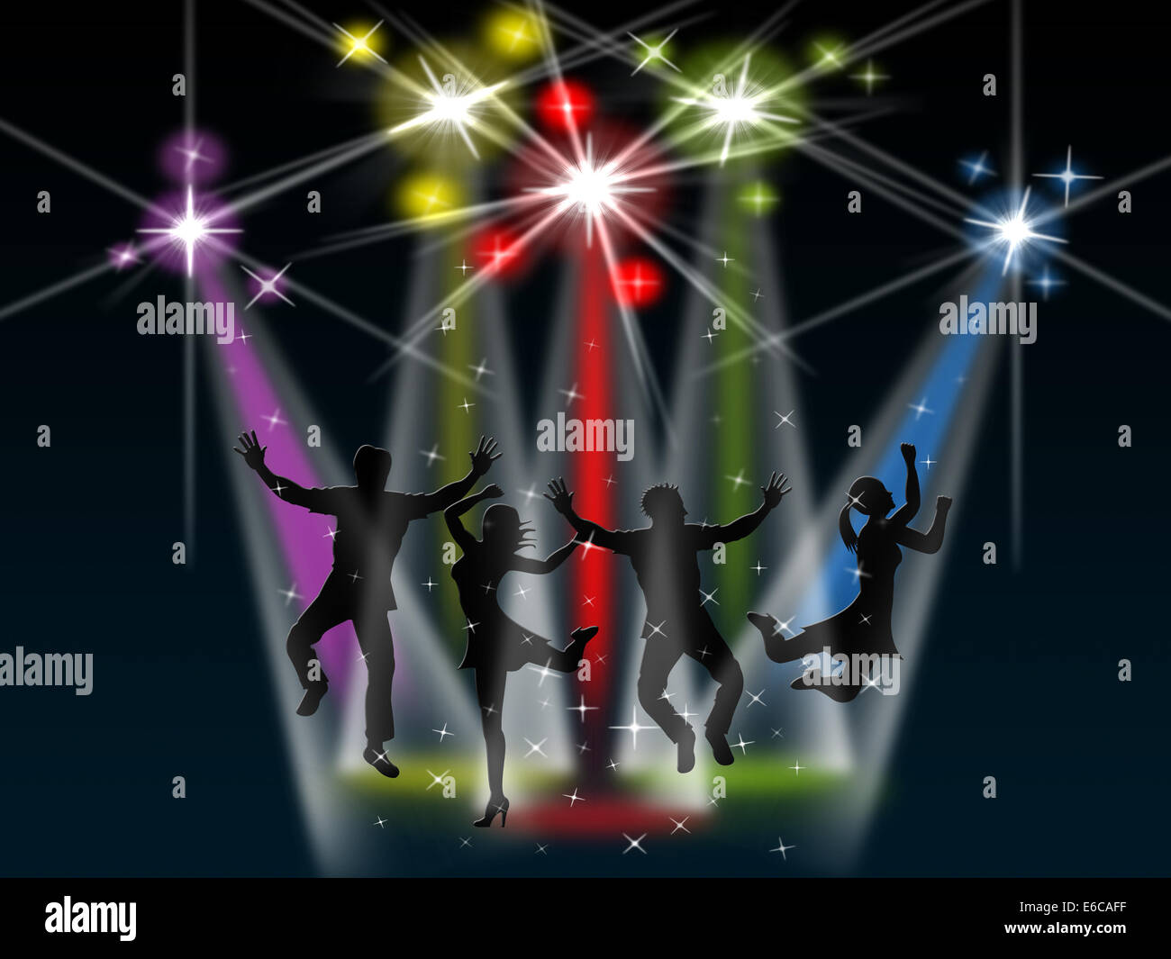 Jumping Spotlight Meaning Stage Lights And Joyful Stock Photo - Alamy