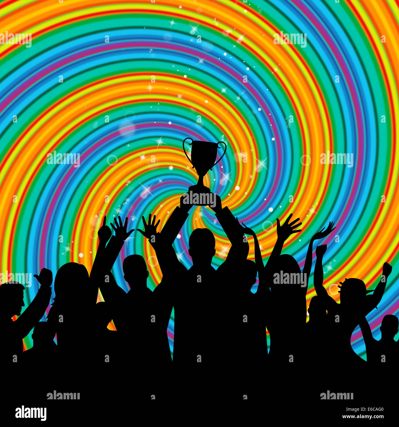 Win Celebrate Showing First Place And Prize Stock Photo - Alamy