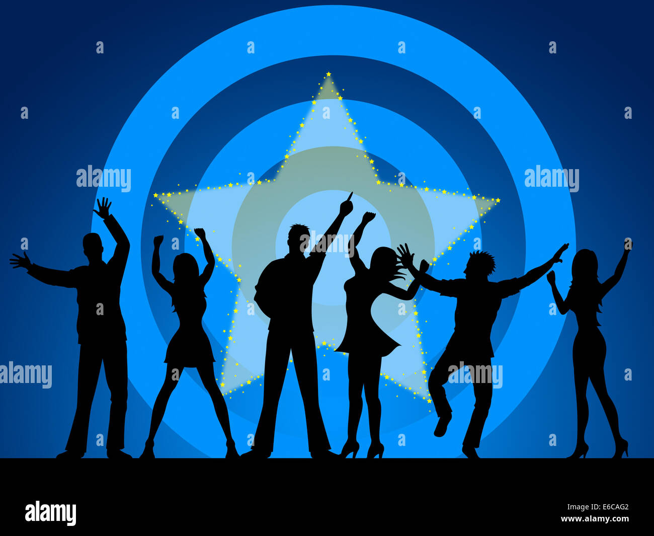 Dancing People Showing Disco Music And Together Stock Photo - Alamy