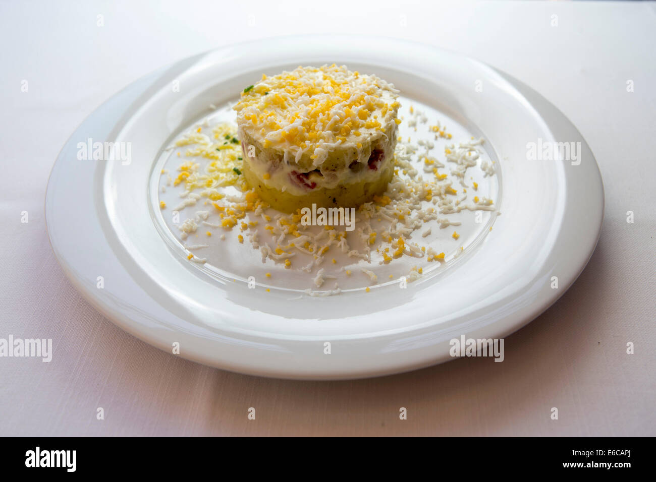 Ingredients and plates mixing modern and Mediterranean flavors Stock ...