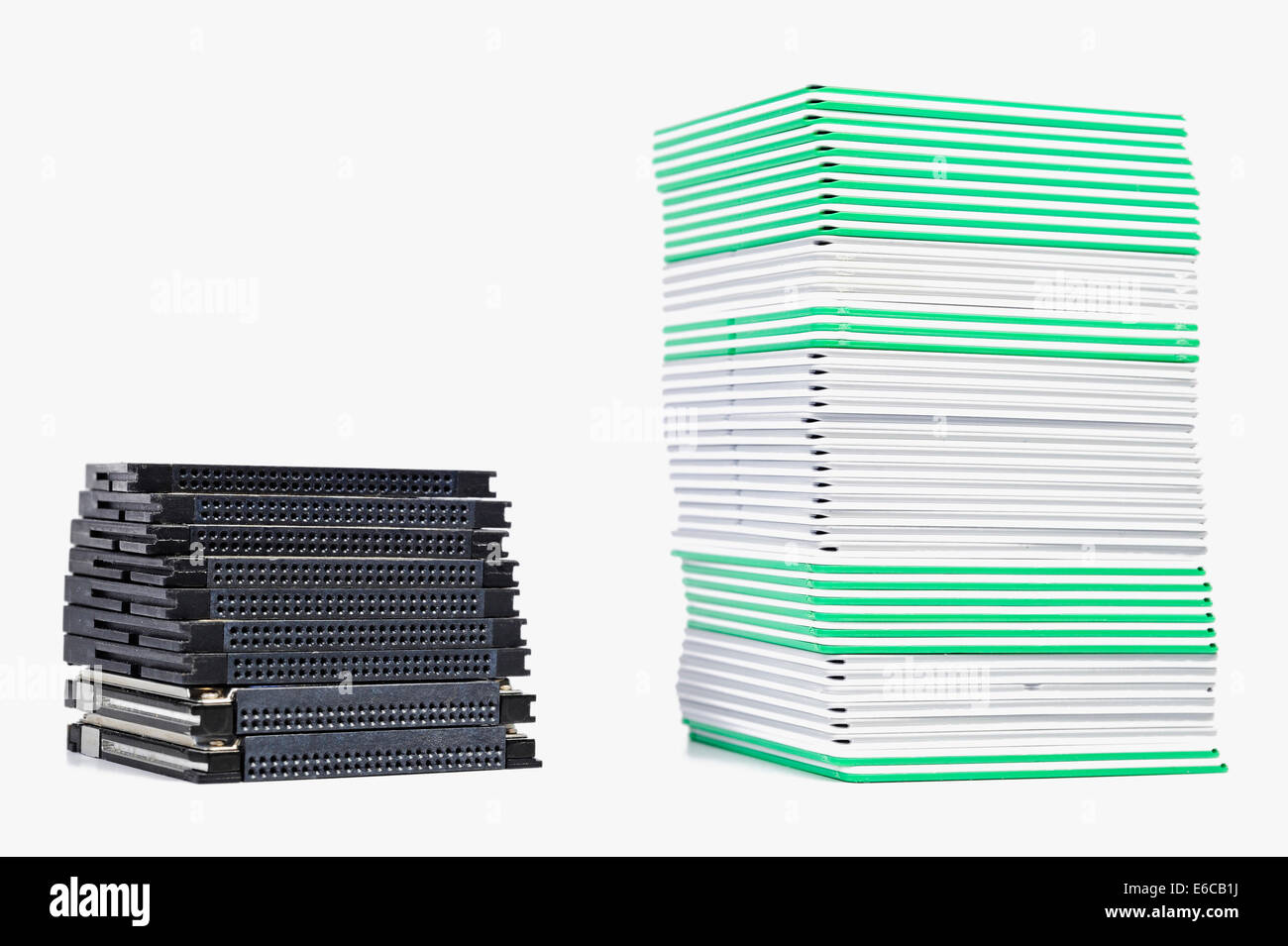 Stack of compact flash cards by stack of 35mm photographic slides ...