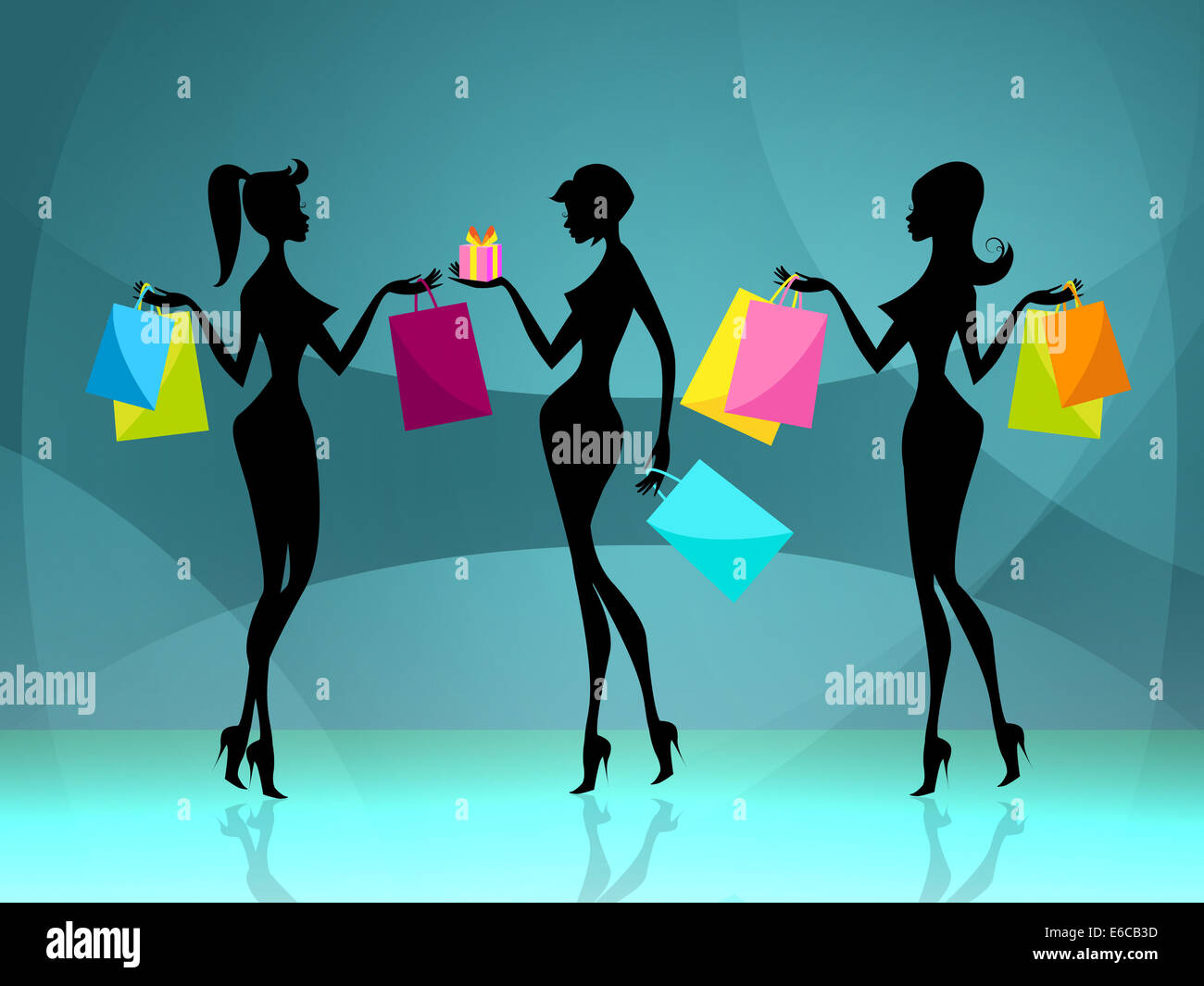 Shopper Women Representing Commercial Activity And Consumerism Stock ...