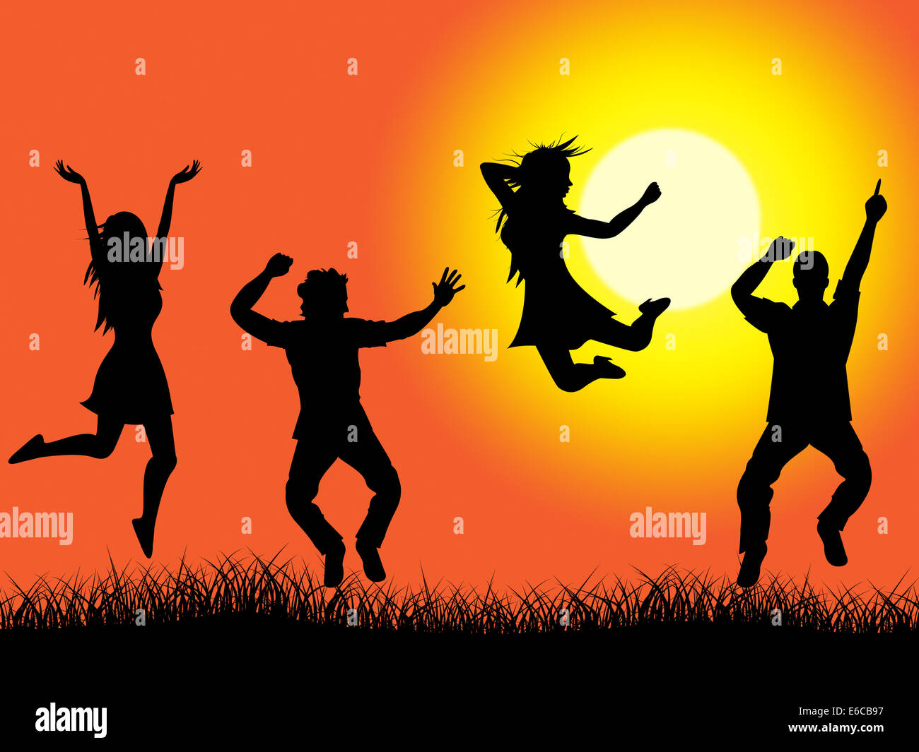 Grass Excitement Representing Sunset Green And Exciting Stock Photo - Alamy