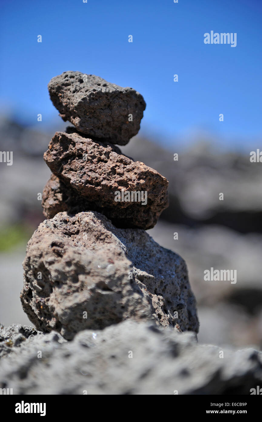 Stack of volcanic lava stones, Maui Island, Hawaii Islands, USA Stock ...