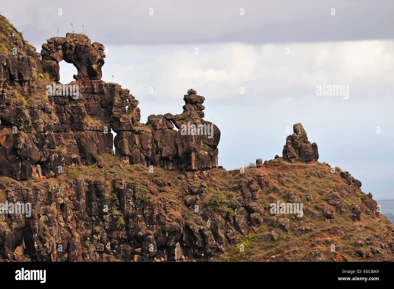 Strange rock formation, Waimea canyon, Kauai Island, Hawaii Islands ...