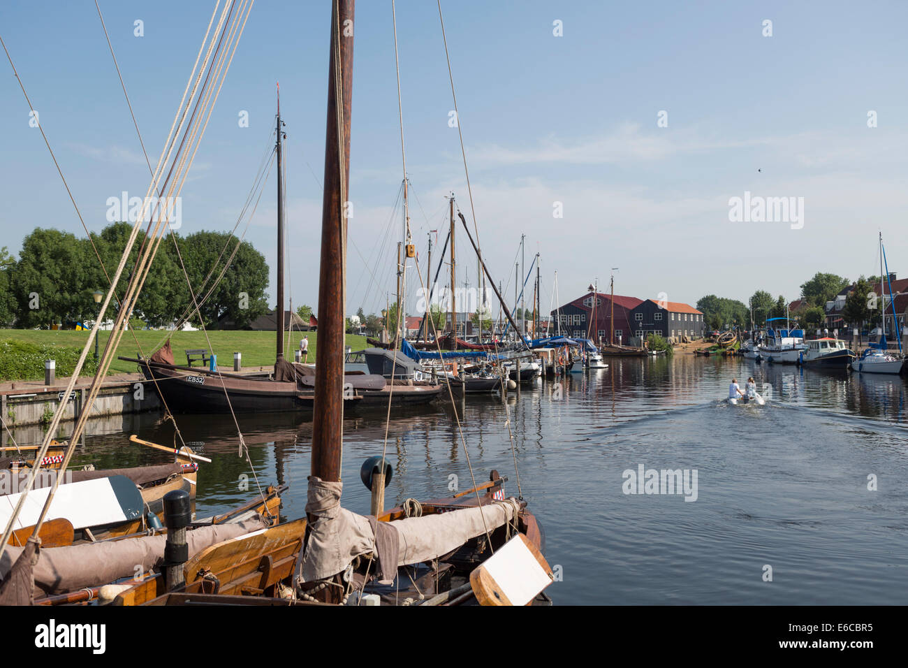 Harbor of Elburg, an old Hanseatic city in the Netherlands, with old ...