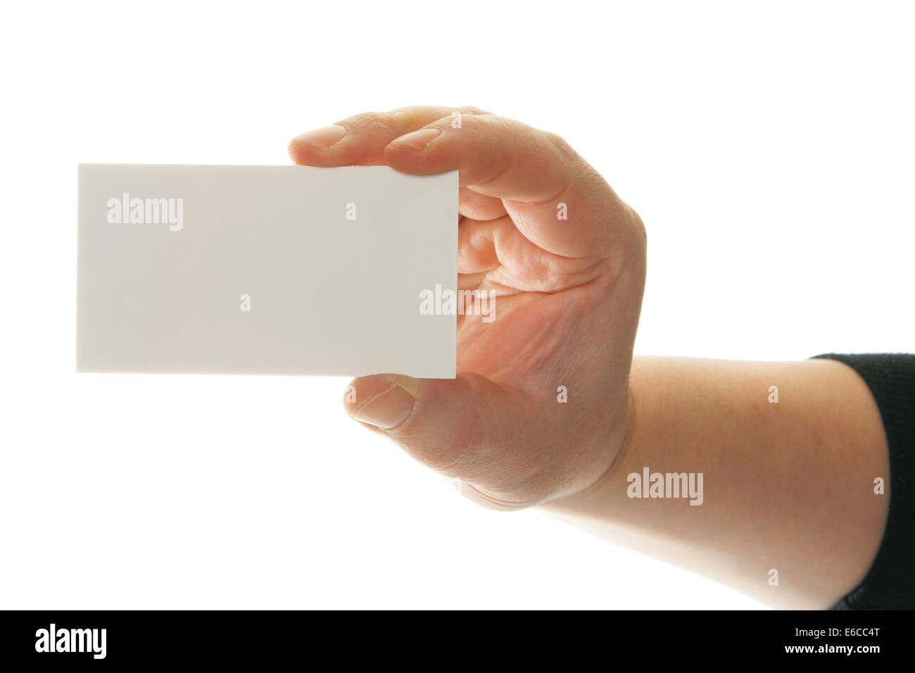 Hand holding blank visiting card. Put your own text over card Stock ...