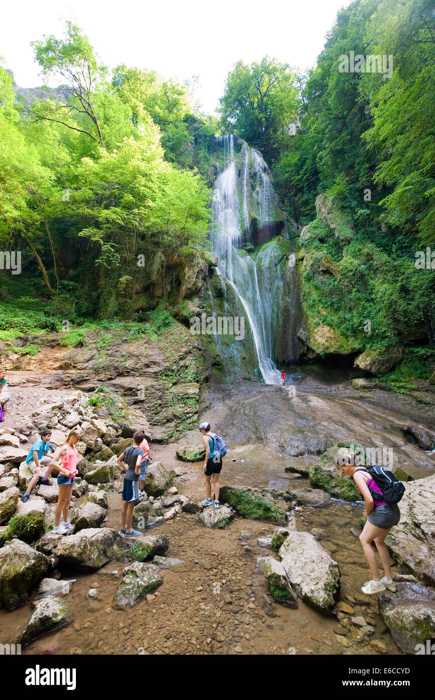 AUTOIRE, FRANCE - JULY 24: The waterfall called Cascade near the small ...