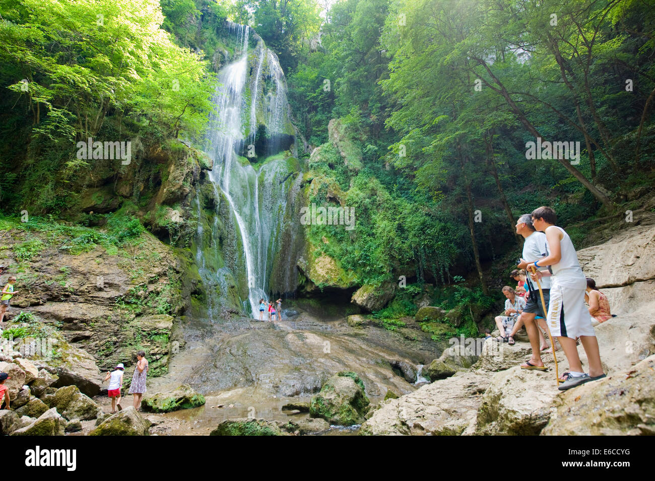 AUTOIRE, FRANCE - JULY 24: The waterfall called Cascade near the small ...