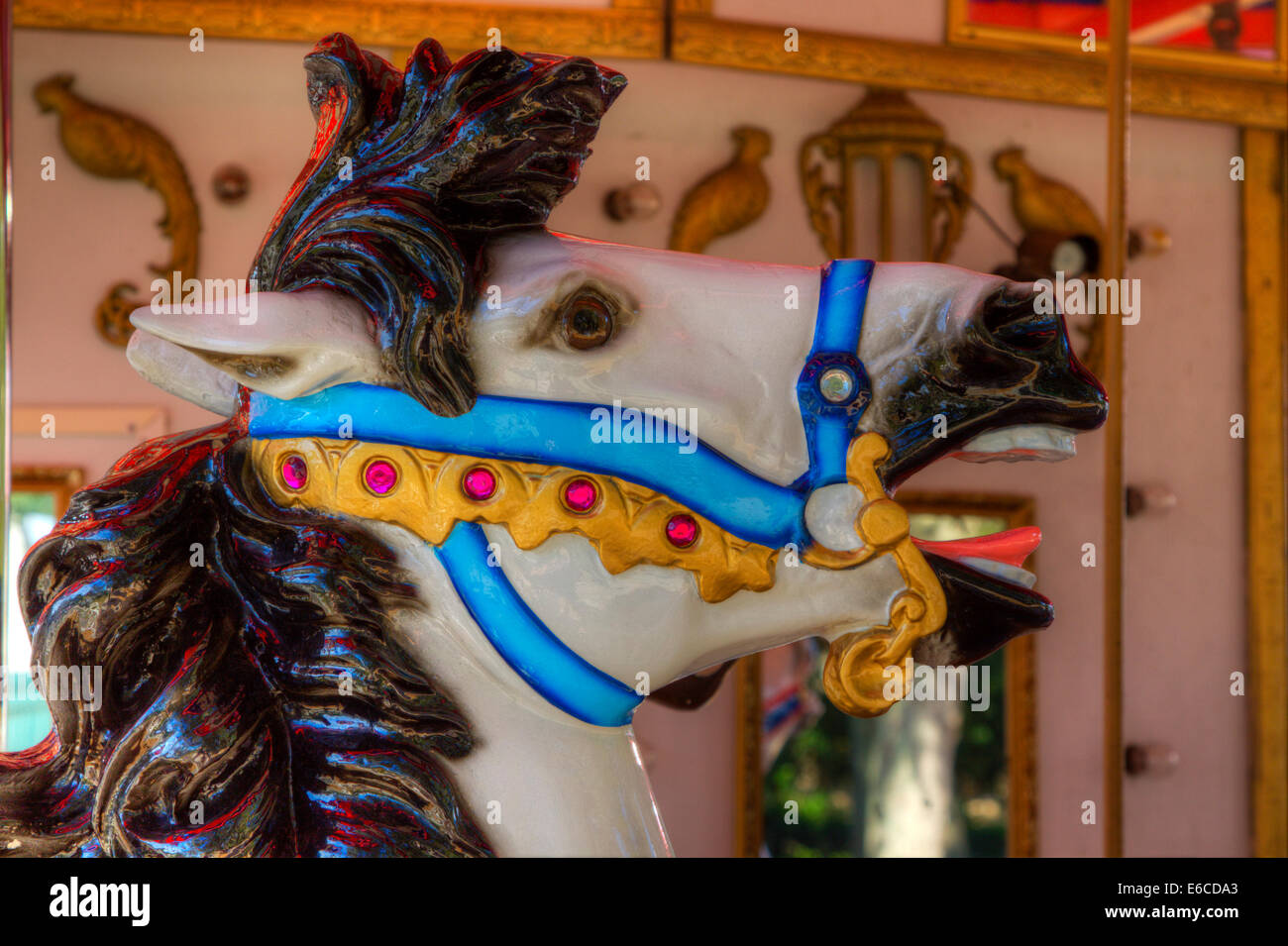 USA, Florida, St. Augustine, Carousel of horses at a local park Stock ...