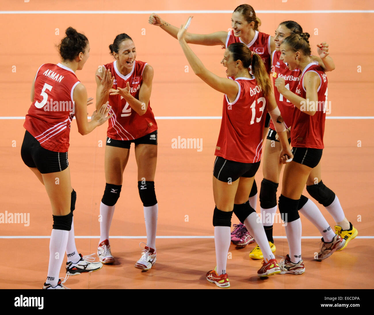 Tokyo, Japan. 20th Aug, 2014. Players of Turkey celebrate for a score ...