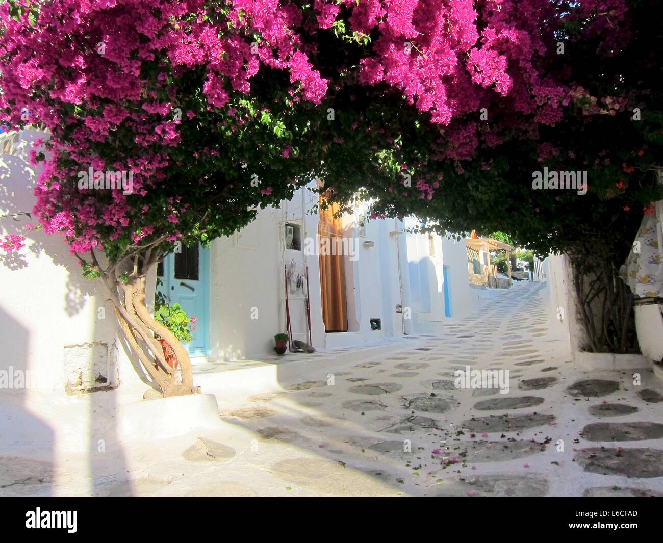 Through the sidewalks of Mykonos, Greece Stock Photo - Alamy