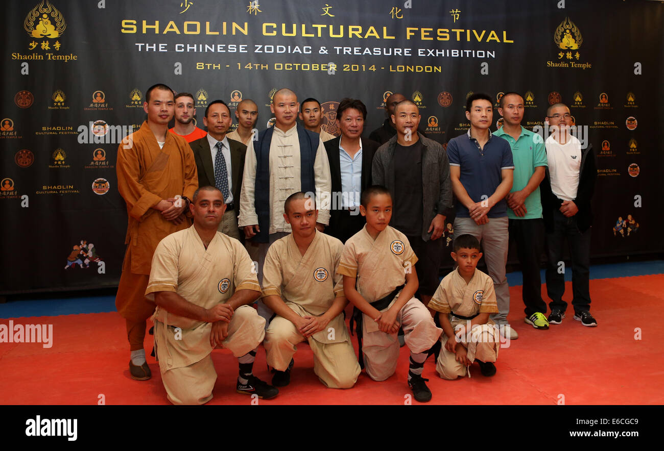 London, UK. 20th August, 2014. Founder of Shaolin Temple UK, master Shi ...