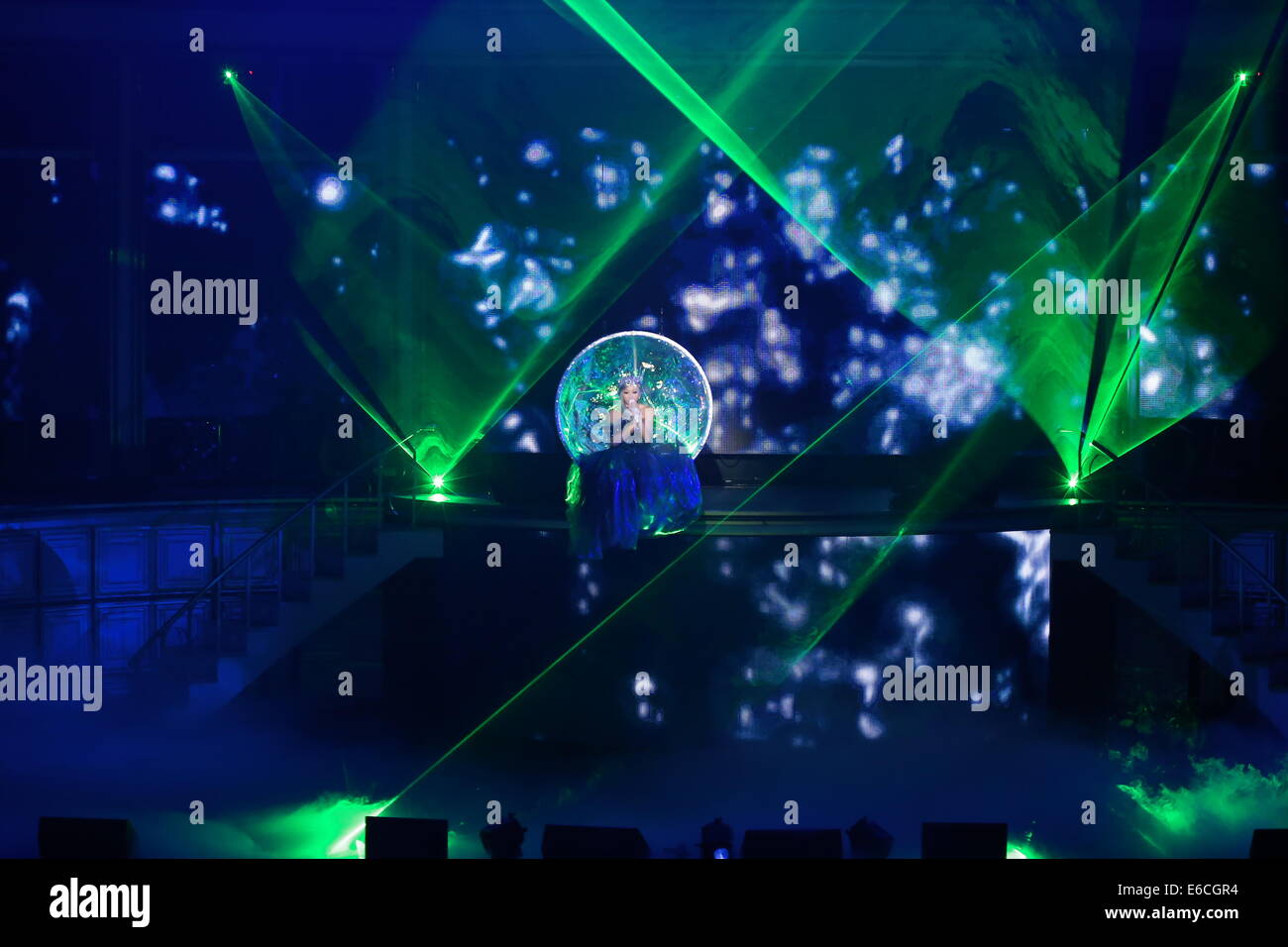 Japanese singer Koda Kumi performs on the stage in concert in Taipei ...