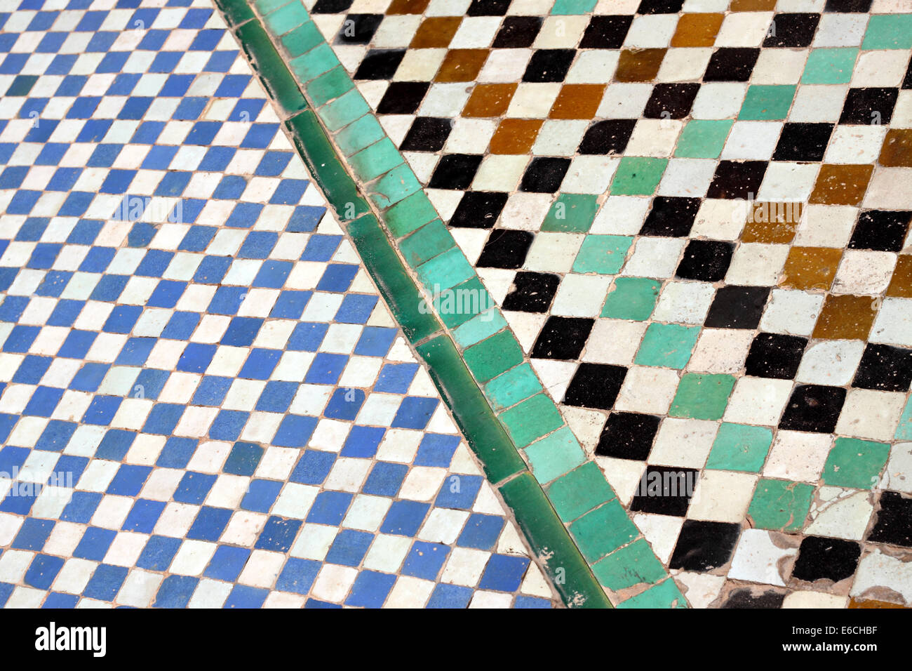 Marrakesh Morocco decorative tile decoration at the Saadian tombs Stock ...