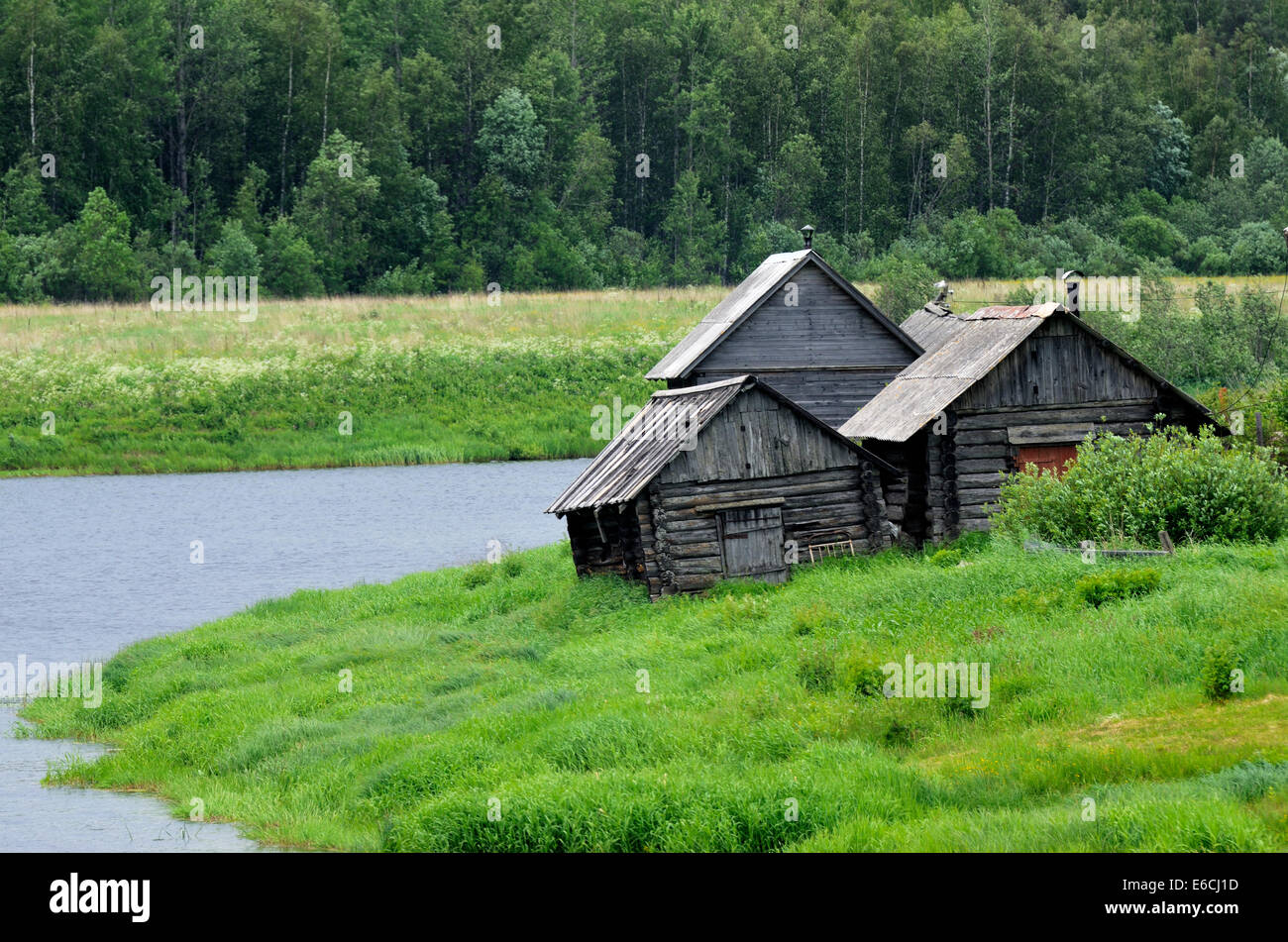 landscape with typical village in the north of Russia Stock Photo - Alamy