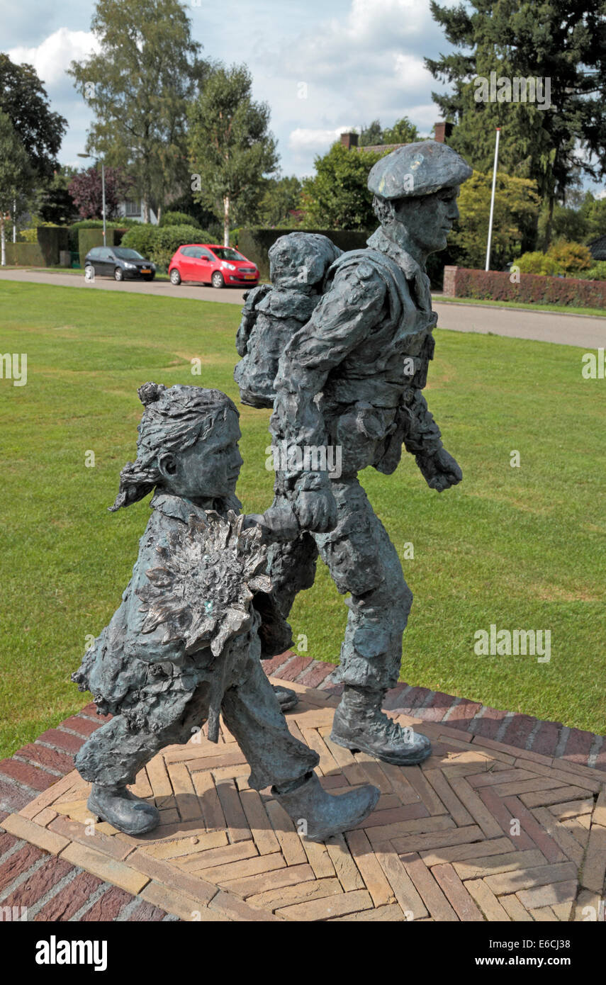 Soldier with Flower Girl memorial on the green opposite the Airborne ...