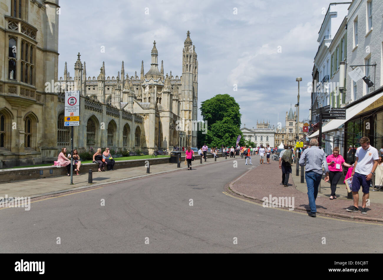 The view down Kings Parade, Cambridge on a warm Summer afternoon; King ...