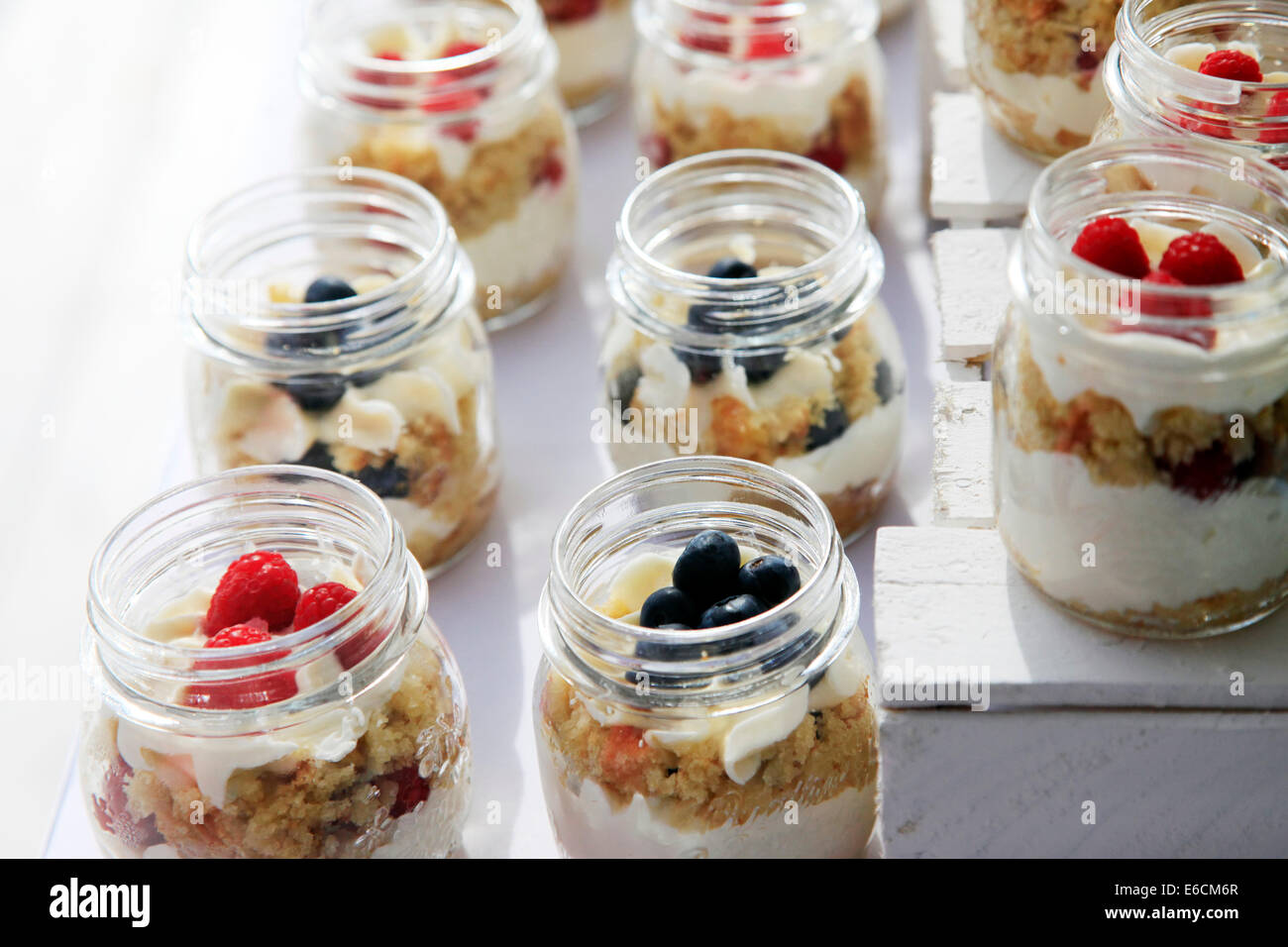dessert with fresh fruit in containers of glass Stock Photo - Alamy