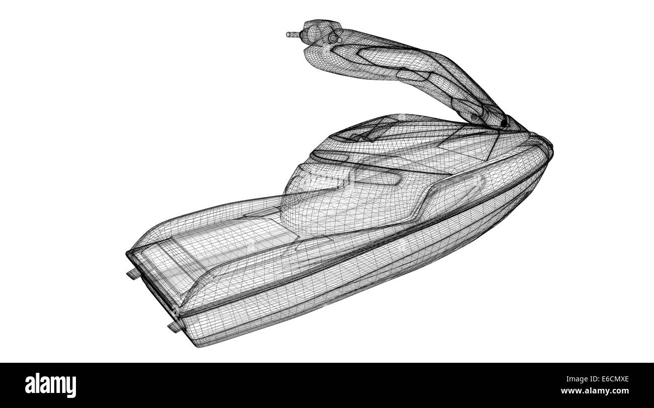 Jetski isolated view, body structure, wire model Stock Photo - Alamy