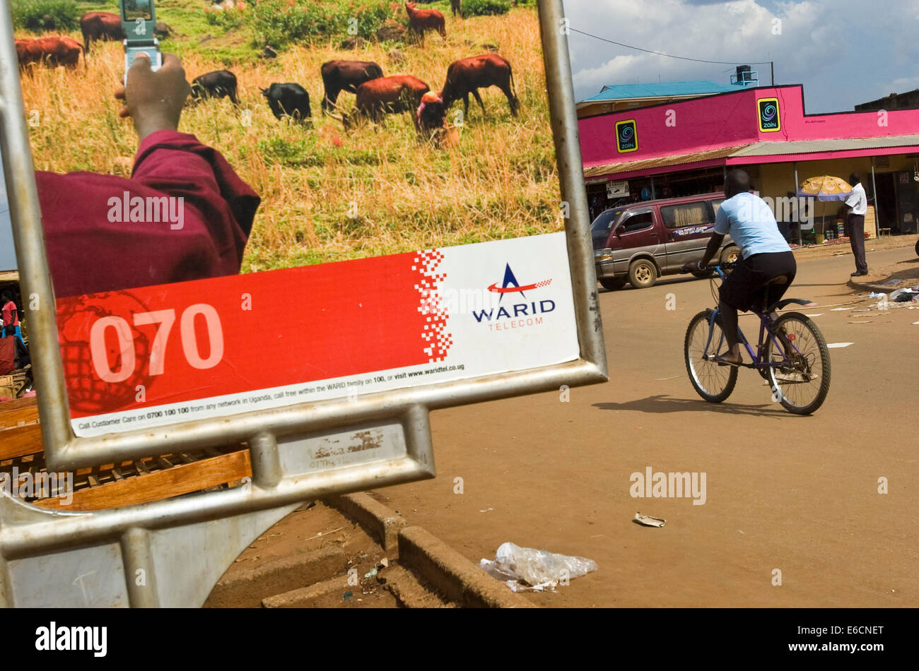 Mobile phone advertising across Gulu in Northern Uganda. Mobile phone ...