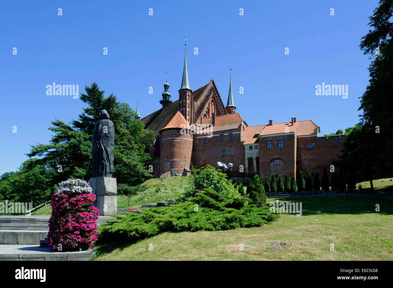 Copernicus monument and cathedral in Frombork in Poland, Europe Stock ...