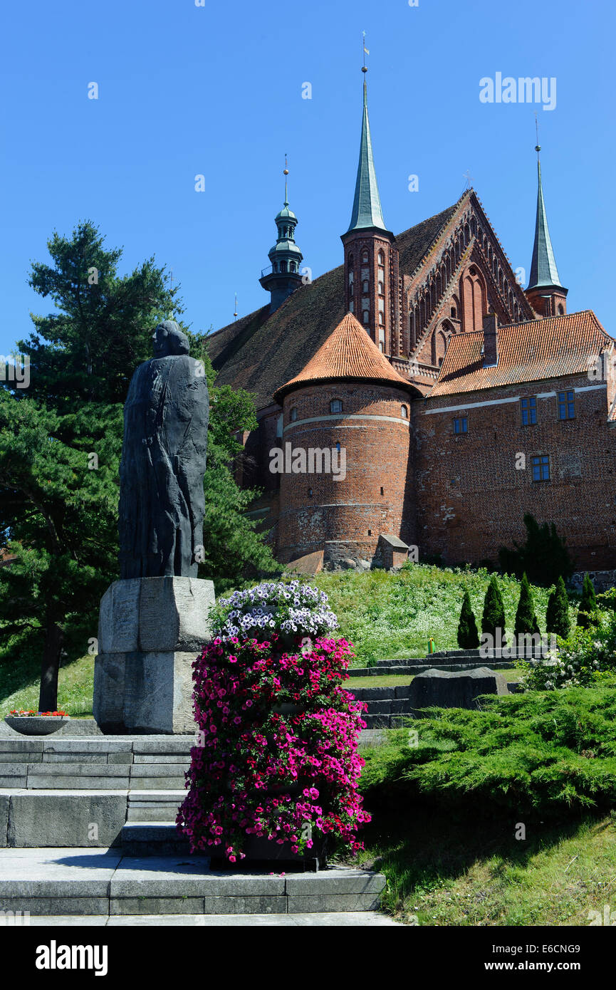 Copernicus monument and cathedral in Frombork in Poland, Europe Stock ...