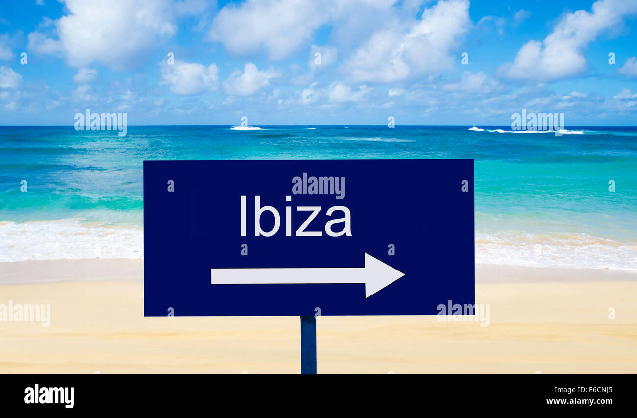 Sign "Ibiza" on the sandy beach Stock Photo - Alamy