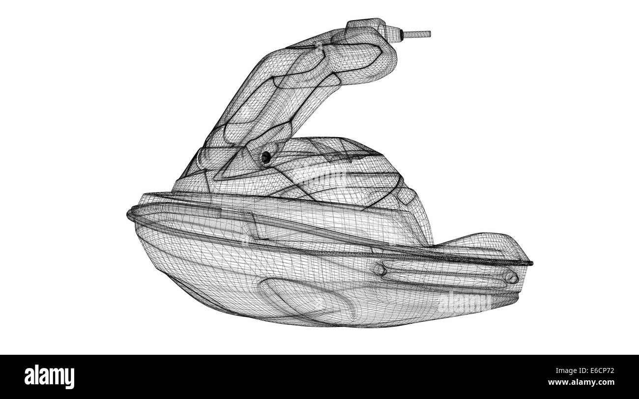 Jetski isolated view, body structure, wire model Stock Photo - Alamy