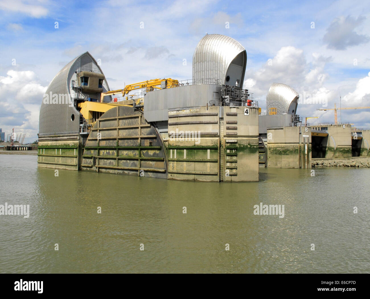 A view of the Thames Tidal Barrier used to stop flood tides Stock Photo ...