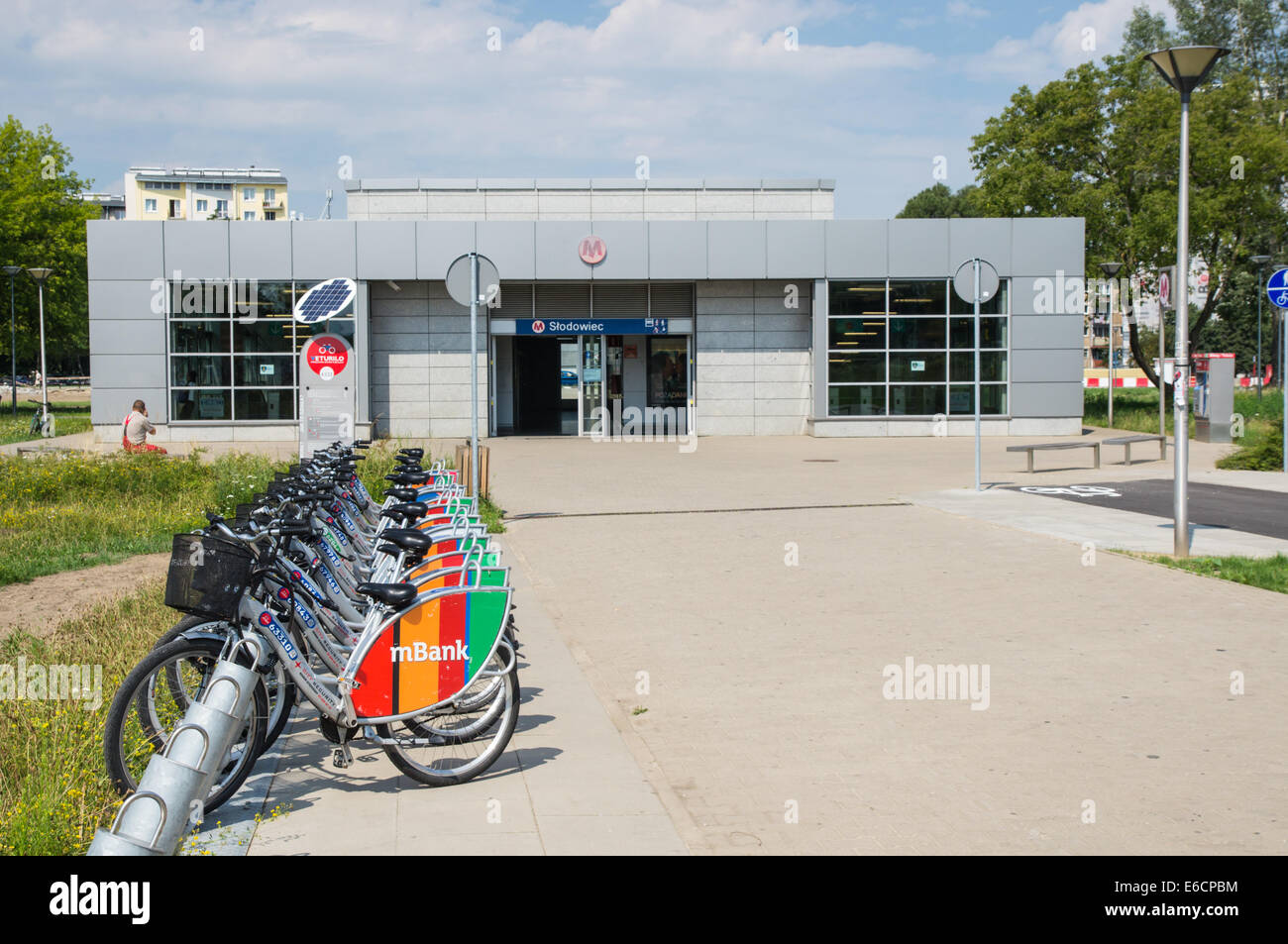 Entrance to Warsaw Metro Slodowiec station in Warsaw Poland Stock Photo ...