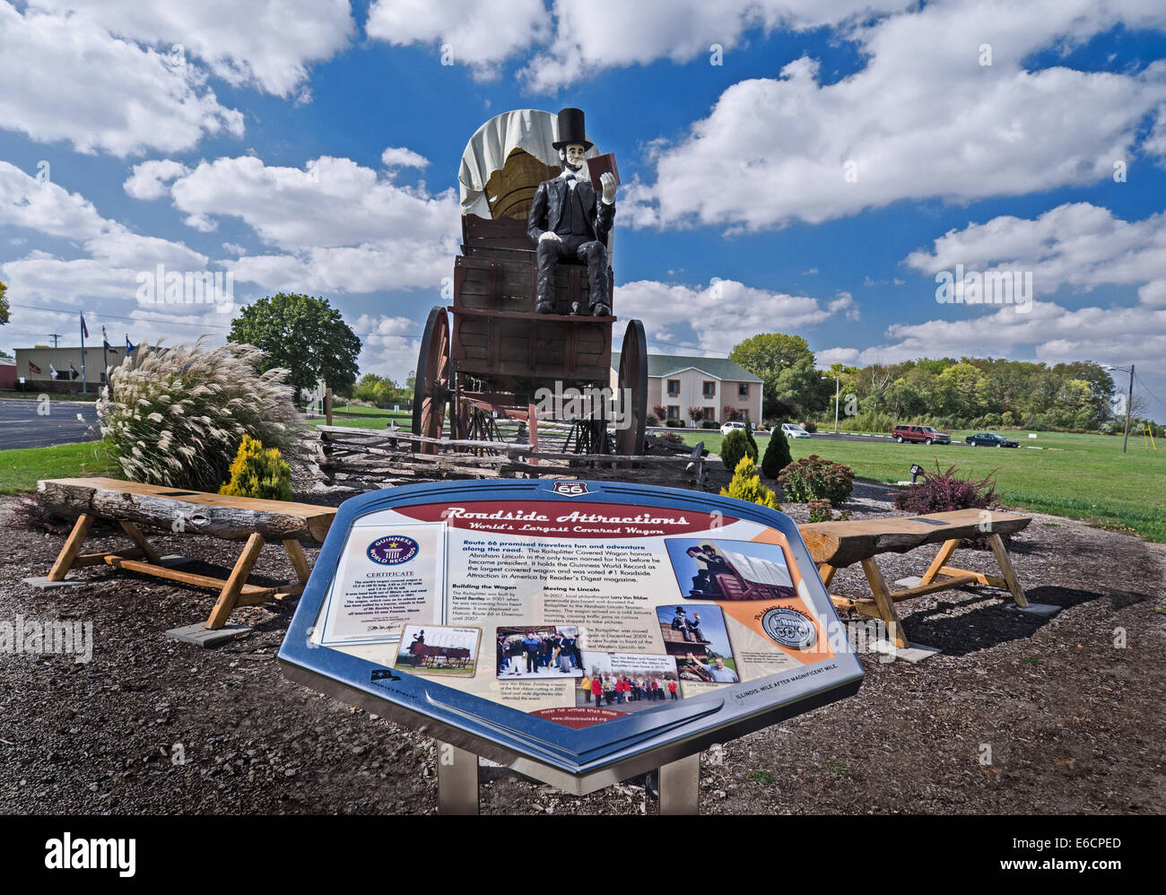 The Railsplitter Covered Wagon features Abraham Lincoln sitting on a ...