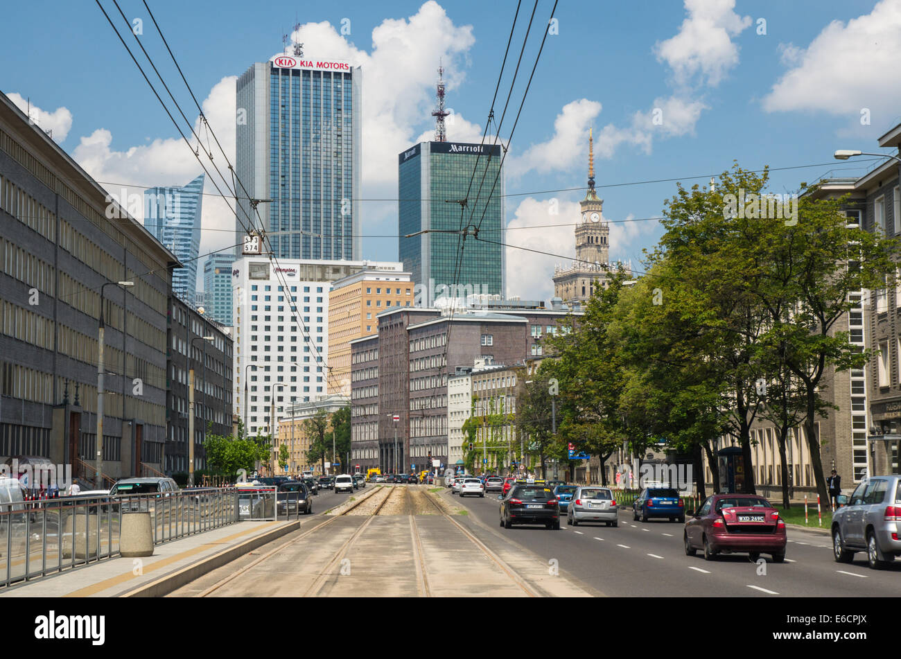 Skyscrapers, office buildings and Palace of Culture and Science. View ...
