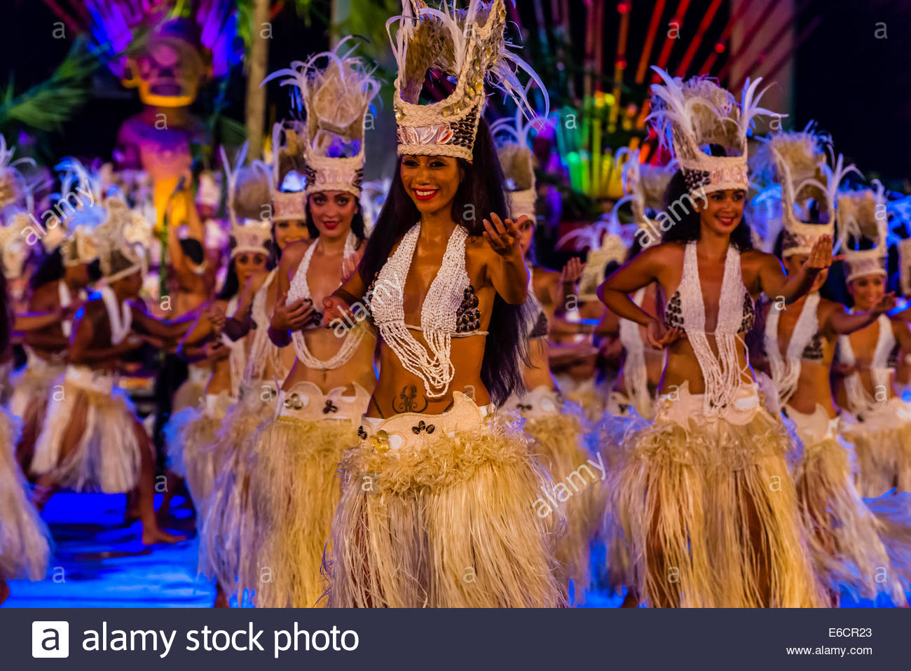 Hitireva Dance Group Performing During The Heiva I Tahiti July Stock