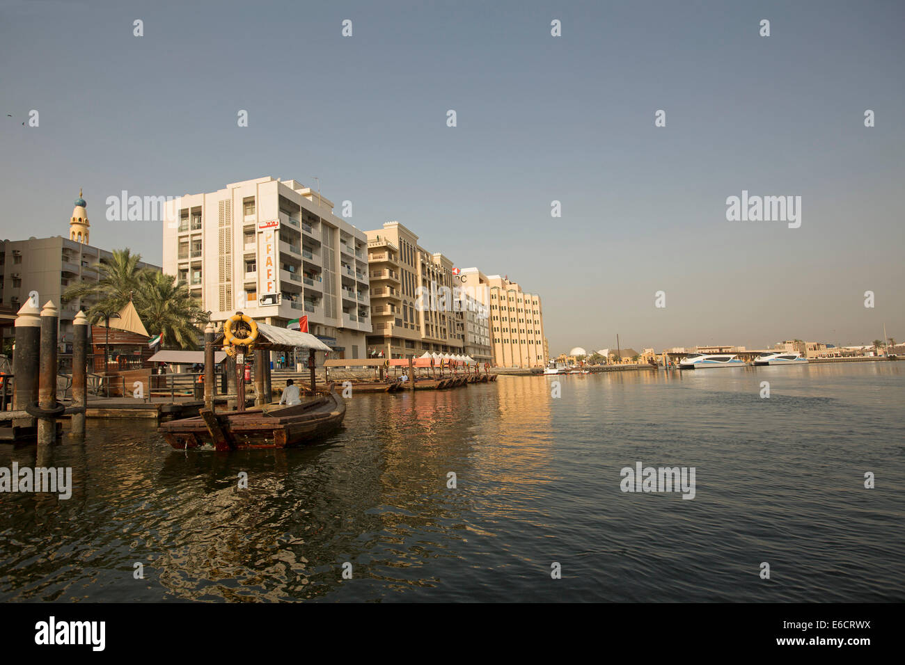 Small boat, abra, traditional wooden boat / ferry on Dubai Creek with ...