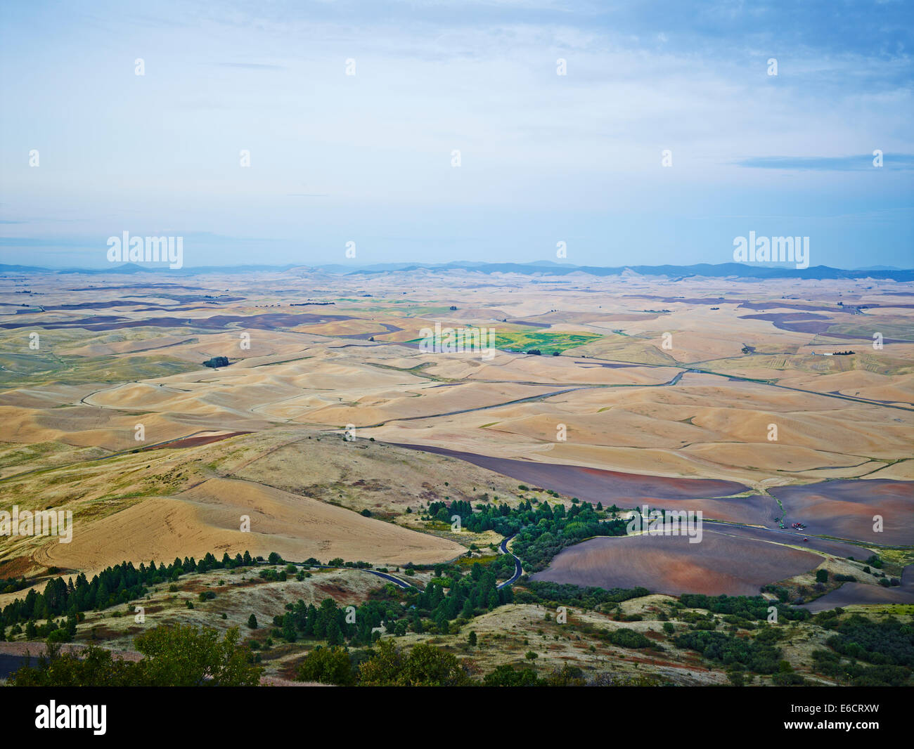 Layers of rolling hills and wheatfield patterns in Palouse Scenic Byway ...