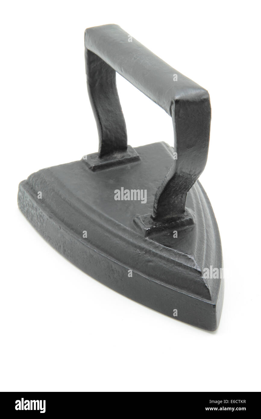 old coal iron isolated on white background Stock Photo - Alamy