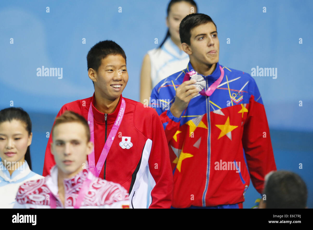 Nanjing, China. 20th Aug, 2014. (L-R) Ippei Watanabe (JPN), Claverie ...
