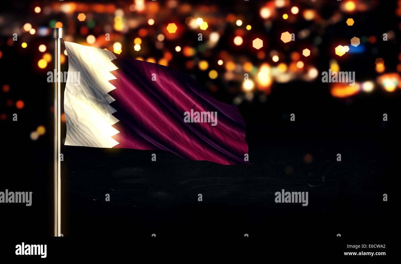 Qatar national flag light night hi-res stock photography and images - Alamy