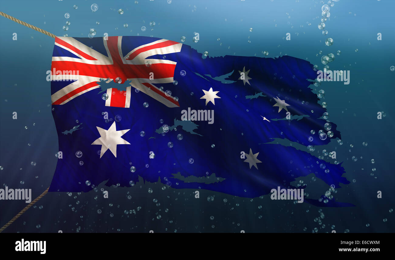 Australia Under Water Sea Flag National Torn Bubble 3D Stock Photo - Alamy