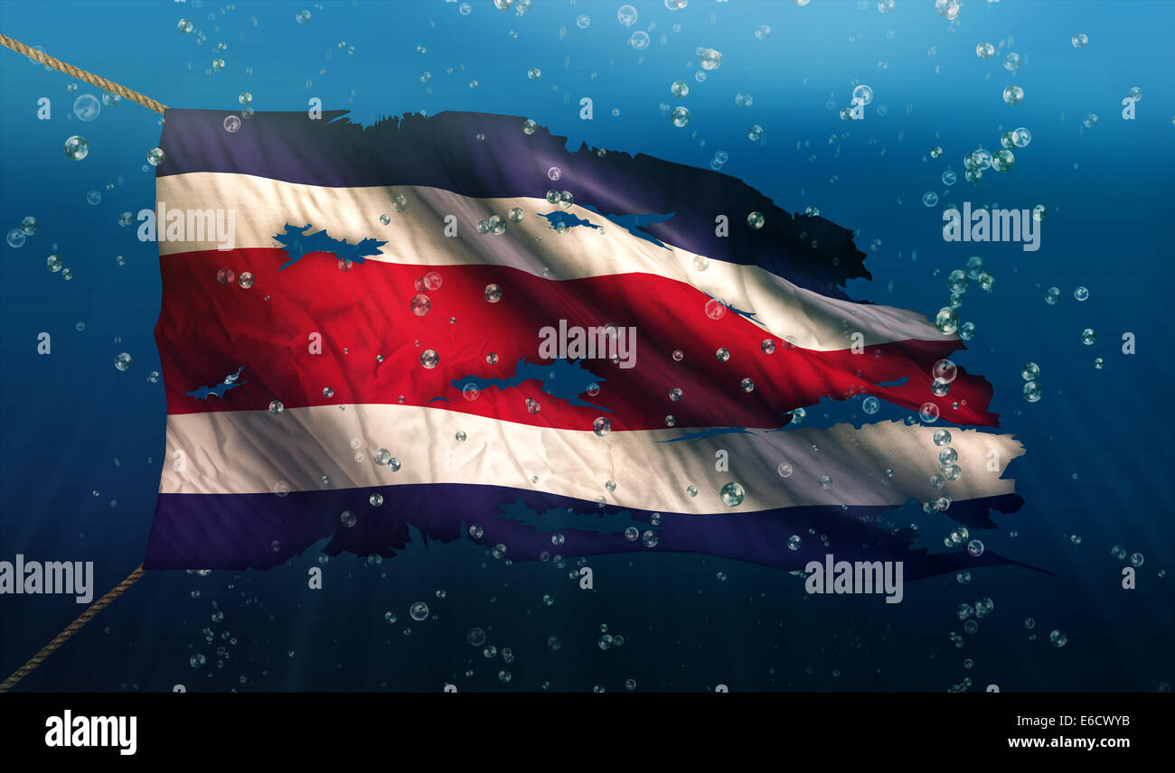 Costa Rica Under Water Sea Flag National Torn Bubble 3D Stock Photo - Alamy