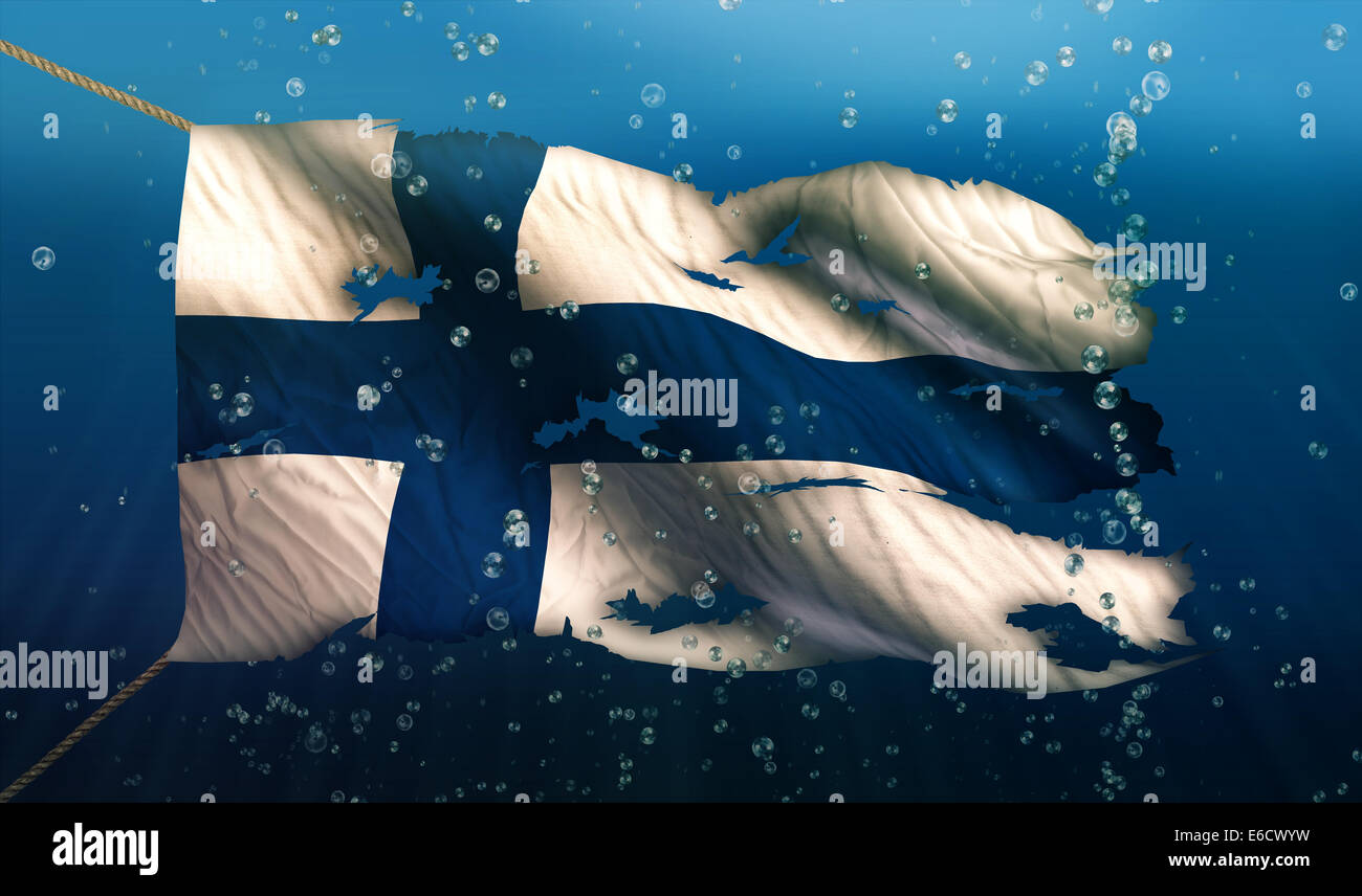 Finland Under Water Sea Flag National Torn Bubble 3D Stock Photo - Alamy