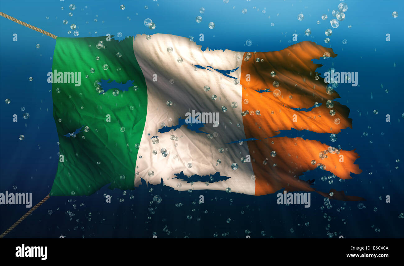 Ireland Under Water Sea Flag National Torn Bubble 3D Stock Photo - Alamy