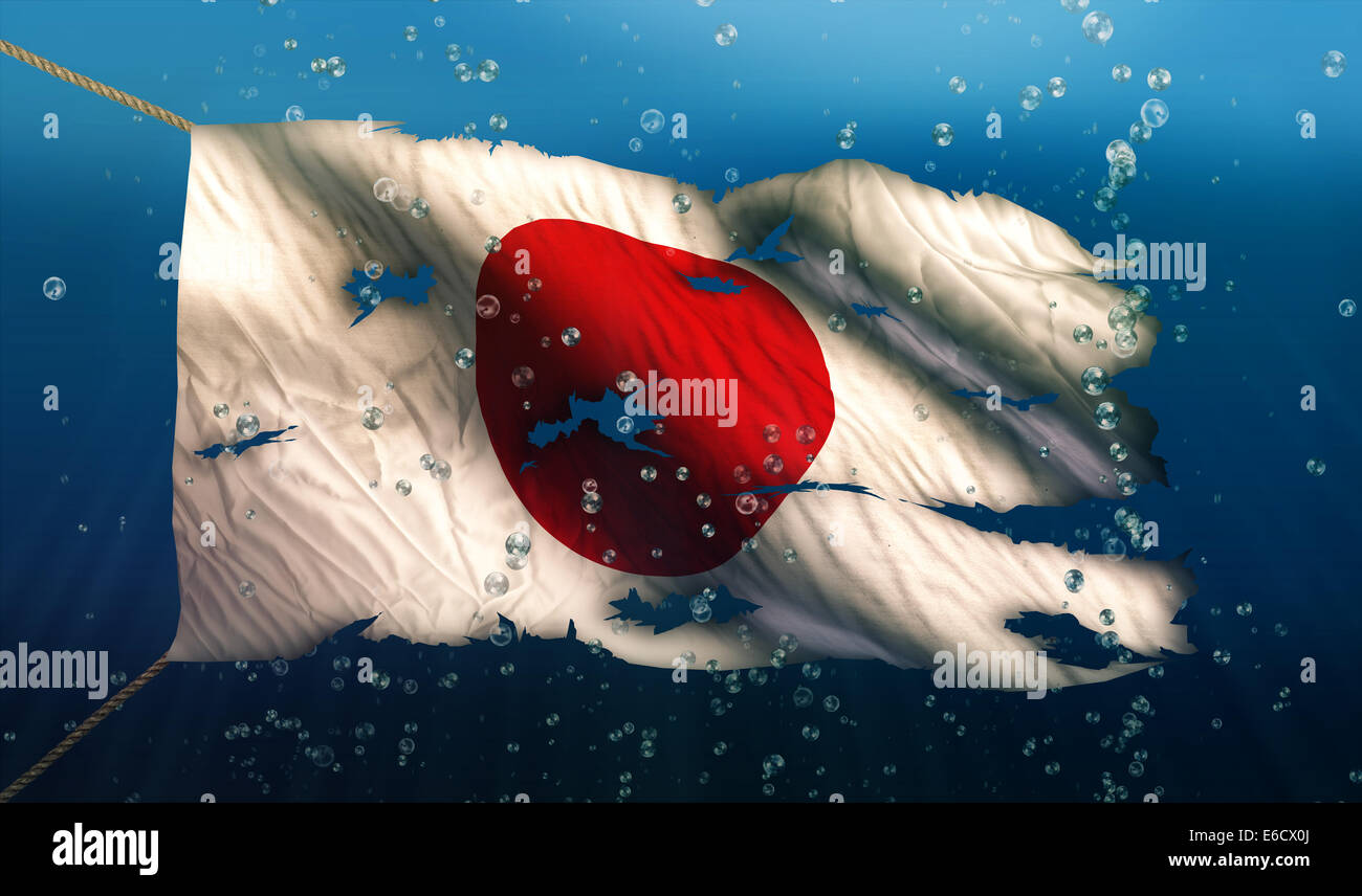 Japan Under Water Sea Flag National Torn Bubble 3D Stock Photo - Alamy