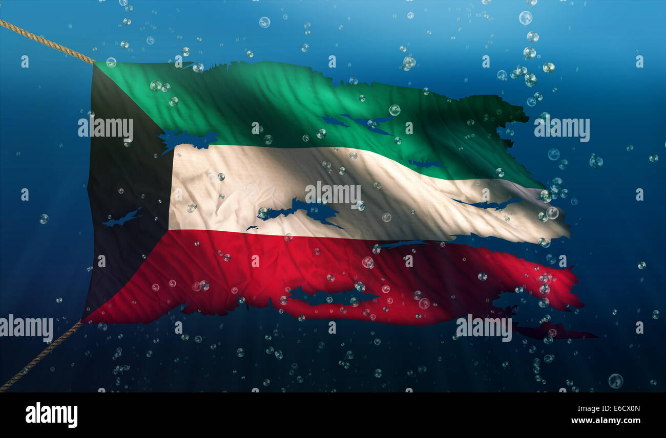 Kuwait Under Water Sea Flag National Torn Bubble 3D Stock Photo - Alamy