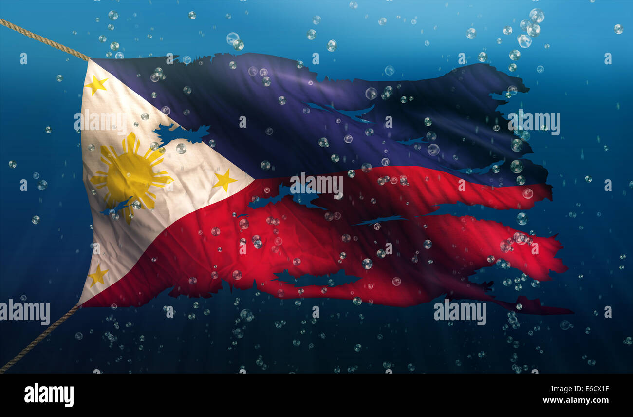 Philippines Under Water Sea Flag National Torn Bubble 3D Stock Photo ...