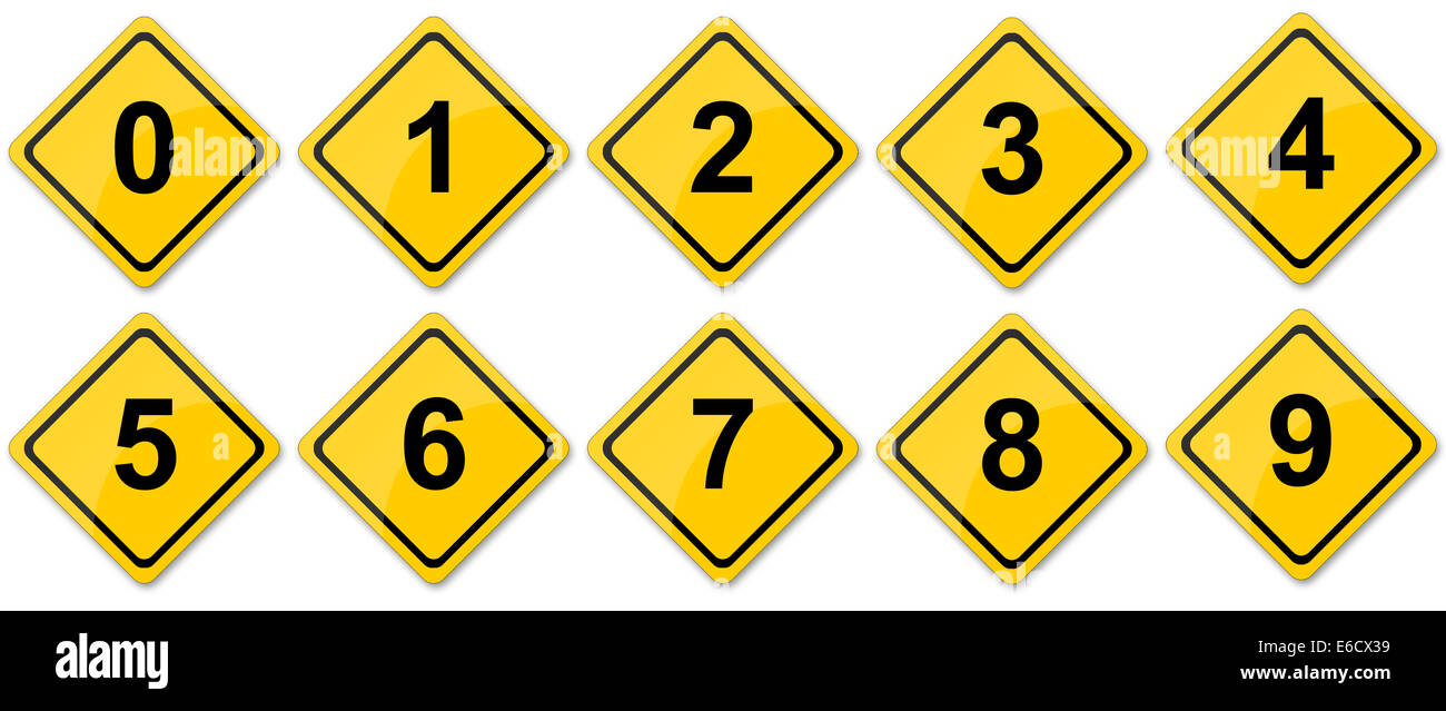 Traffic Sign Numbers , Numbers in Traffic sign Stock Photo - Alamy