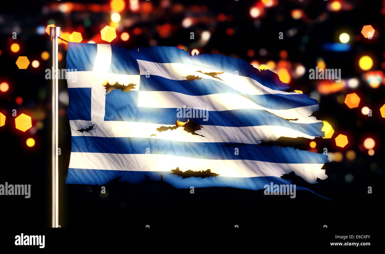Greece National Flag Torn Burned War Freedom Night 3D Stock Photo - Alamy